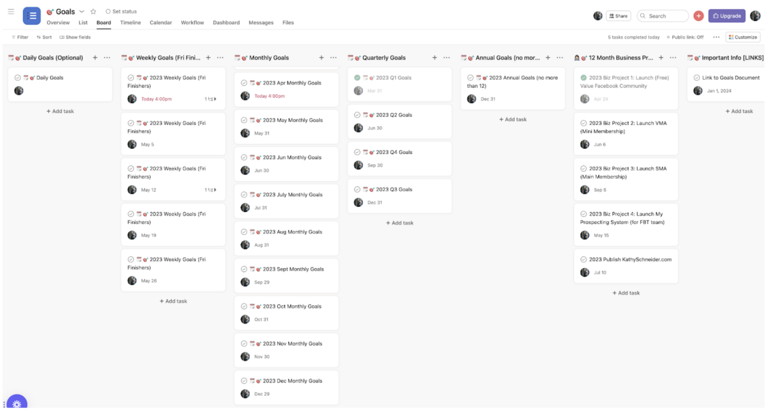 Goal Tracking Template Using Asana - Kathy Schneider